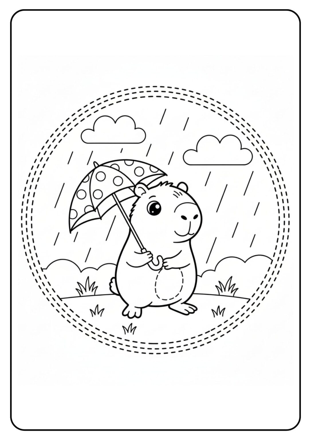 Cute Capybara Coloring Pages (PDF to Print) - GenColoring