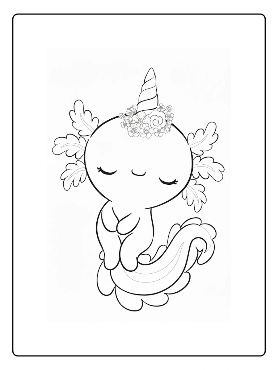 Free Cute Axolotl Coloring Pages (PDF to Print) - GenColoring