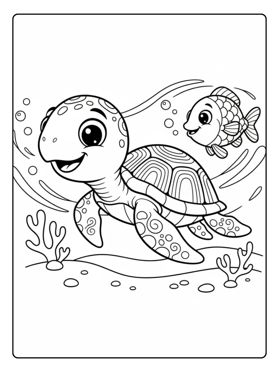 Free Cute Turtle Coloring Pages (PDF to Print) - GenColoring