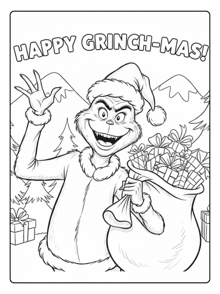Grinch Coloring Pages (PDF to Print) - GenColoring