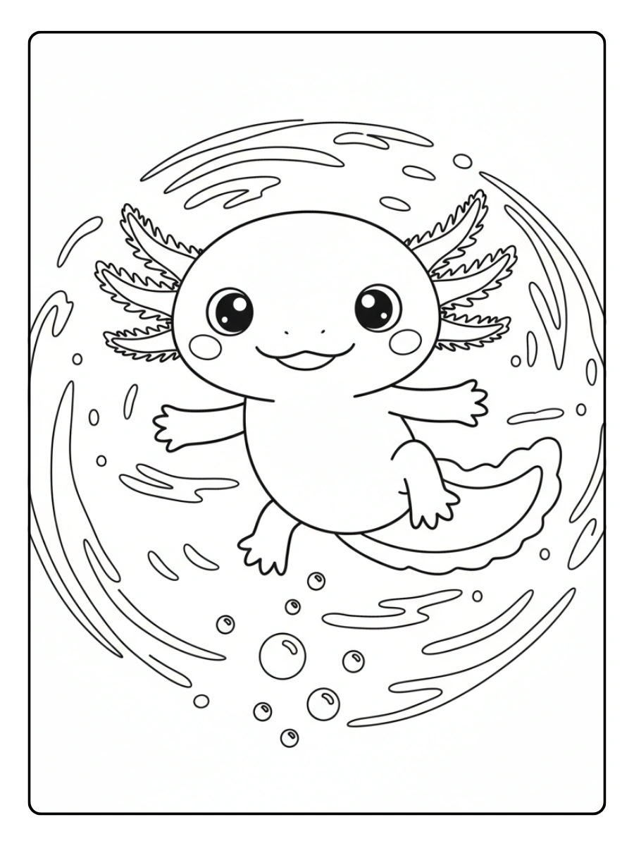 Free Cute Axolotl Coloring Pages (PDF to Print) - GenColoring