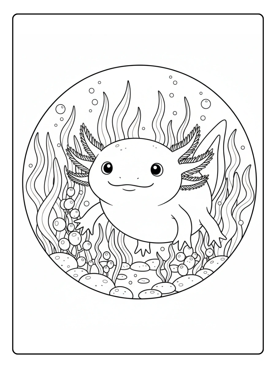 Free Cute Axolotl Coloring Pages (PDF to Print) - GenColoring