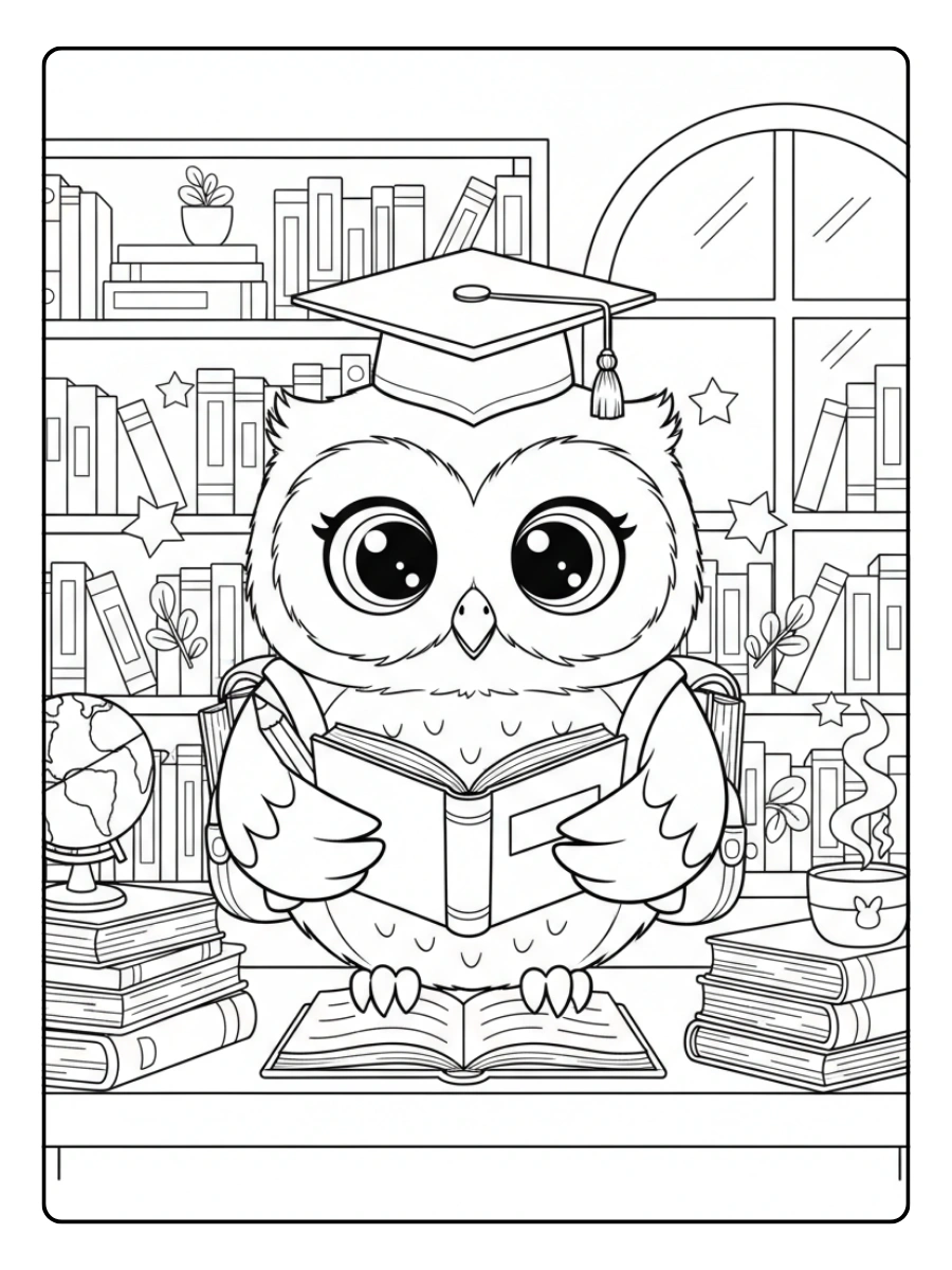 Free Cute Owl Coloring Pages (PDF to Print) - GenColoring