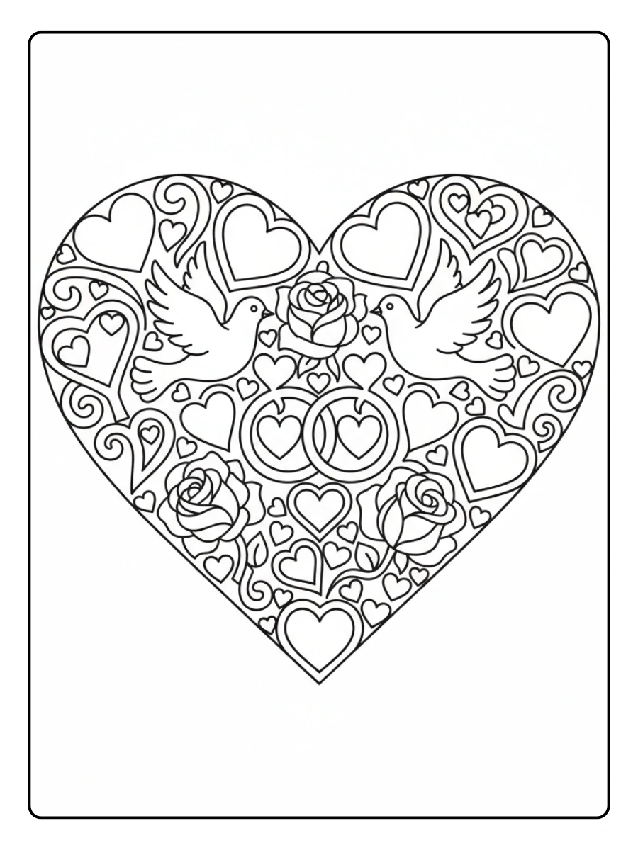 Free Love Symbols Coloring Pages (PDF to Print) - GenColoring