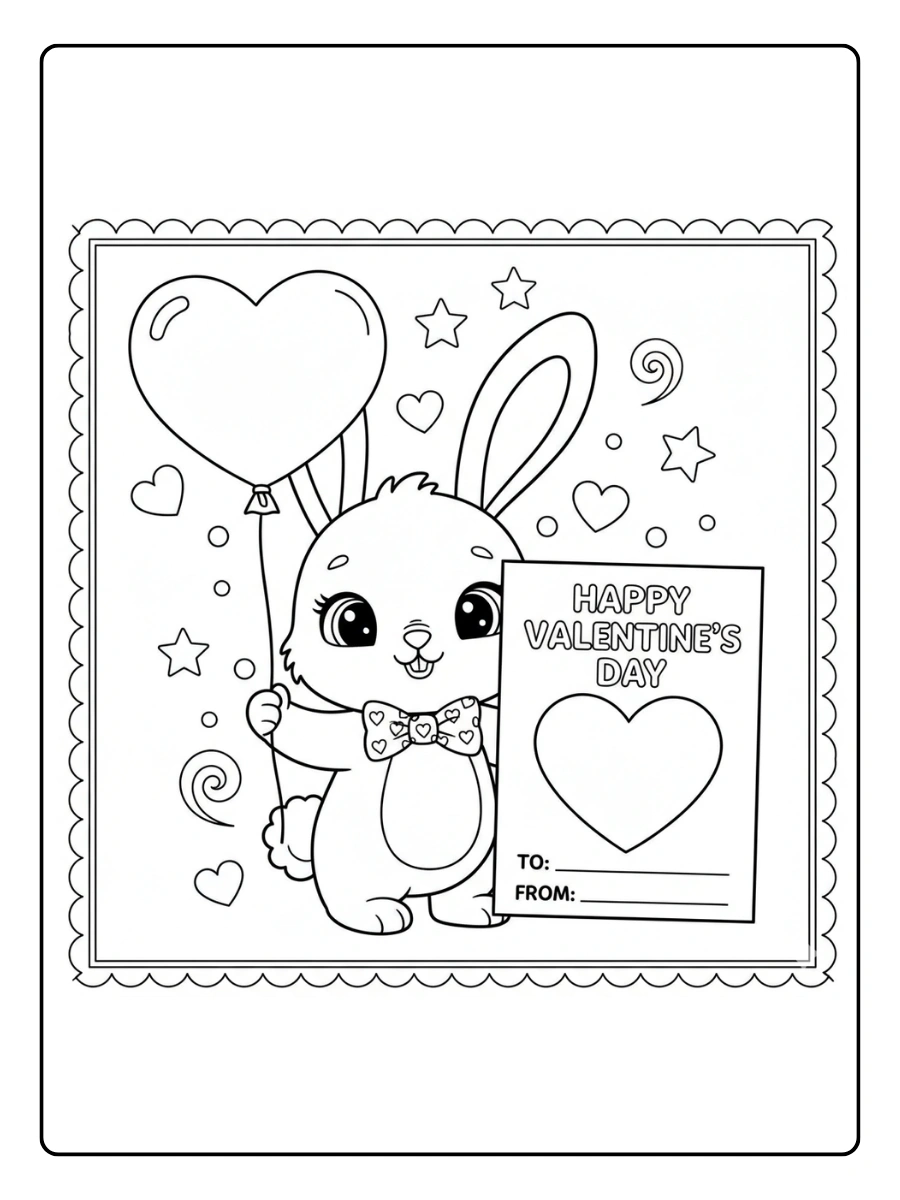 Free Valentine Cards Coloring Pages (PDF to Print) - GenColoring