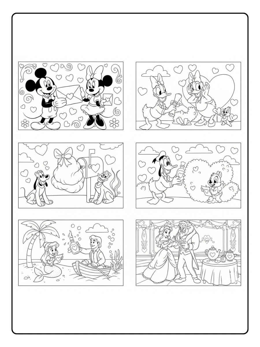 Free Valentine’s Day Disney Coloring Pages (PDF to Print) - GenColoring