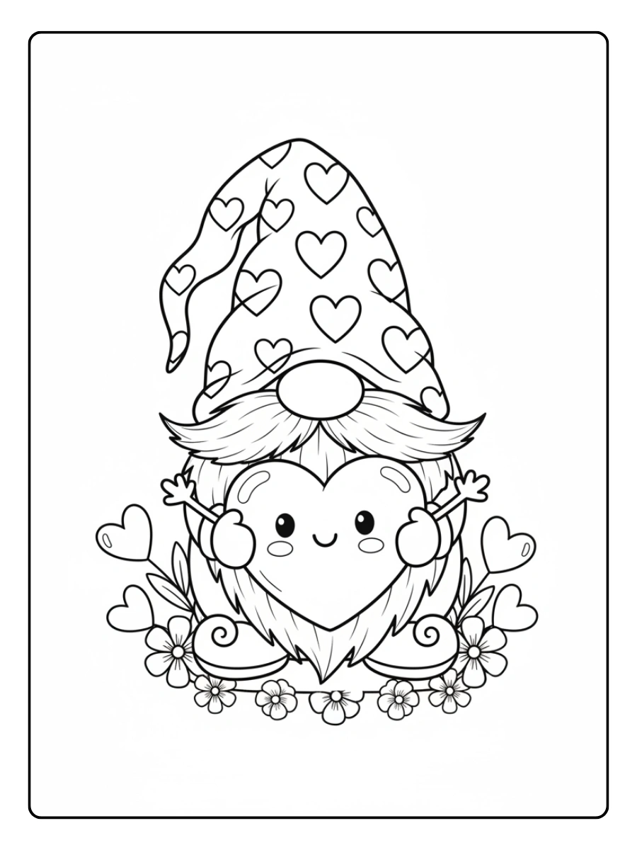 Free Valentine Gnomes Coloring Pages (PDF to Print) - GenColoring