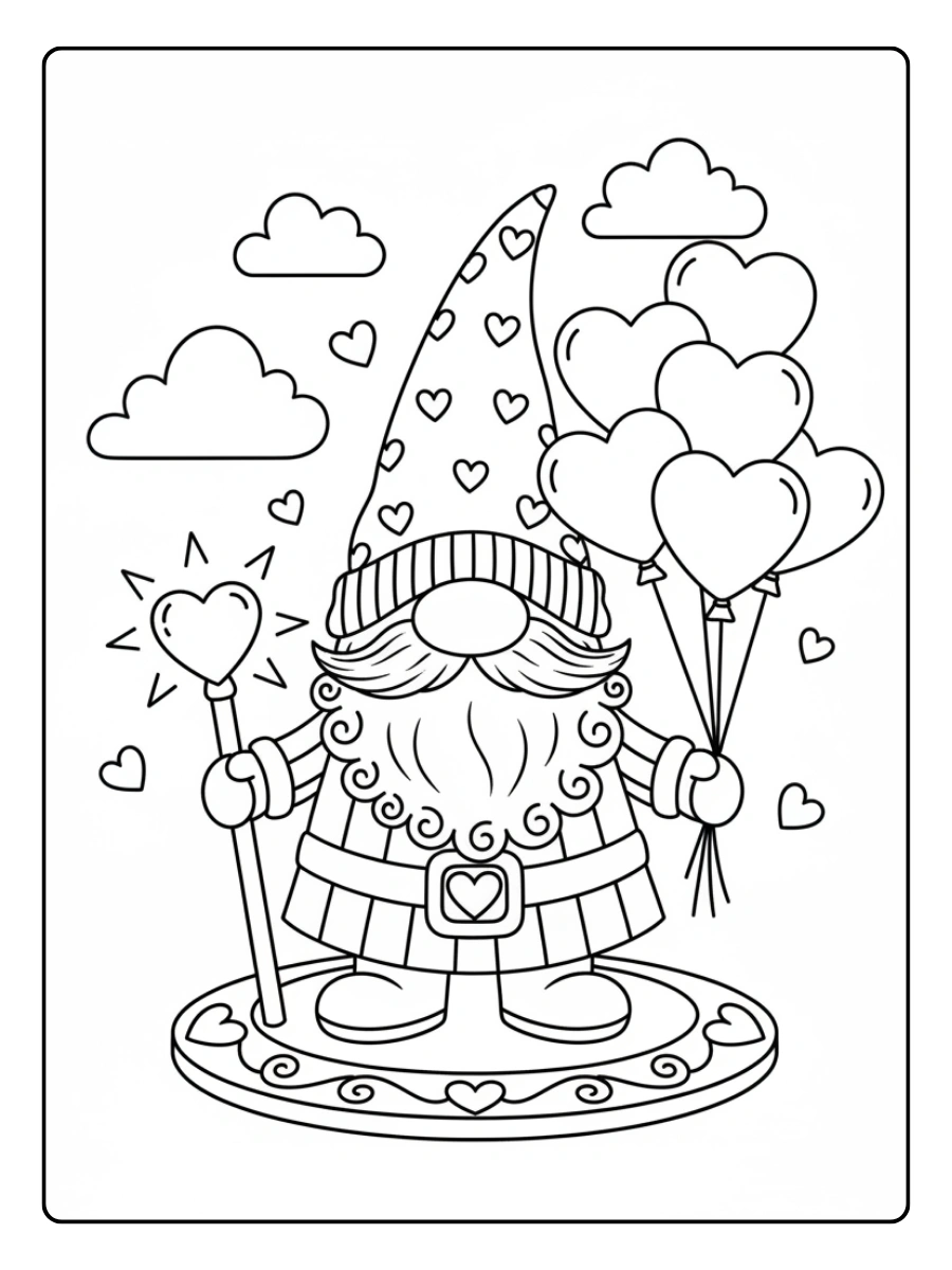 Free Valentine Gnomes Coloring Pages (PDF to Print) - GenColoring